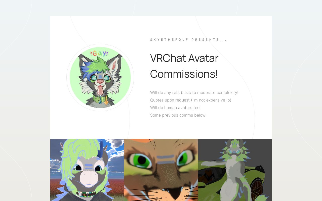 Skye VRC Avatar Commissions!